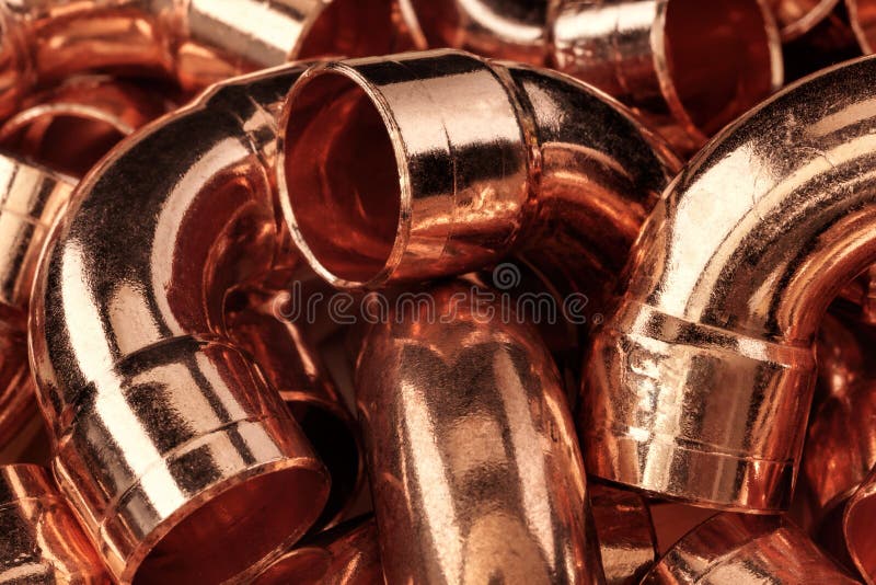 Copper Pipes in a Pile. Abstract Background. Stock Image - Image of ...