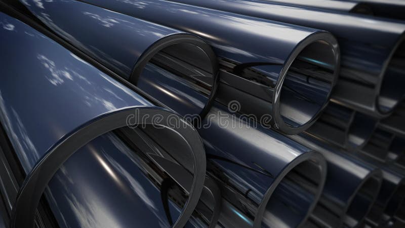 Copper Pipes Stack with Reflection Stock Illustration - Illustration of ...