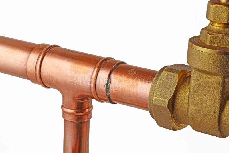 Copper pipework stock image. Image of domestic, isolated - 106654097