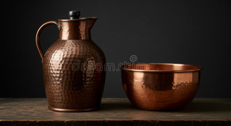 Copper Pitcher and Bowl Still Life Stock Illustration - Illustration of ...