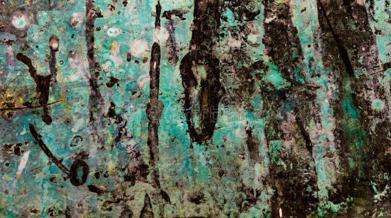 Copper Plate Covered with a Blue Patina Stock Image - Image of green ...