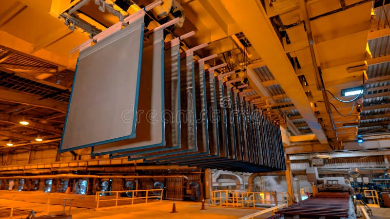 Copper Plates in a Copper Production Plant Ready To Be Sold Stock Image ...
