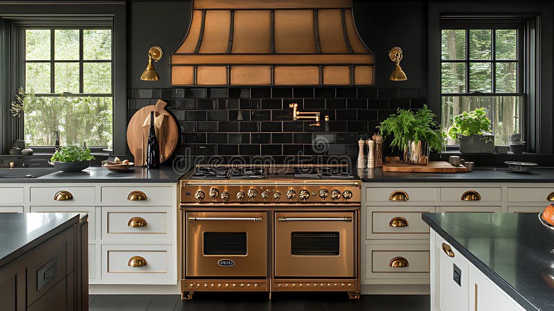 Copper Range, Black Tile Backsplash, Kitchen, Forest View, Home Design ...