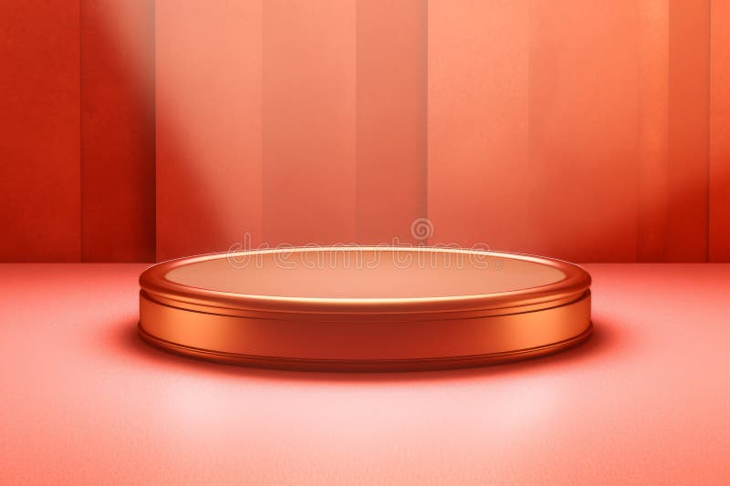 Copper Red Podium Circular, Glow Light Platform in a Vibrant Background ...