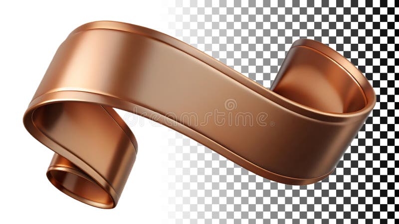 Copper Ribbon Banner, Elegant and Metallic Decoration Element Png ...