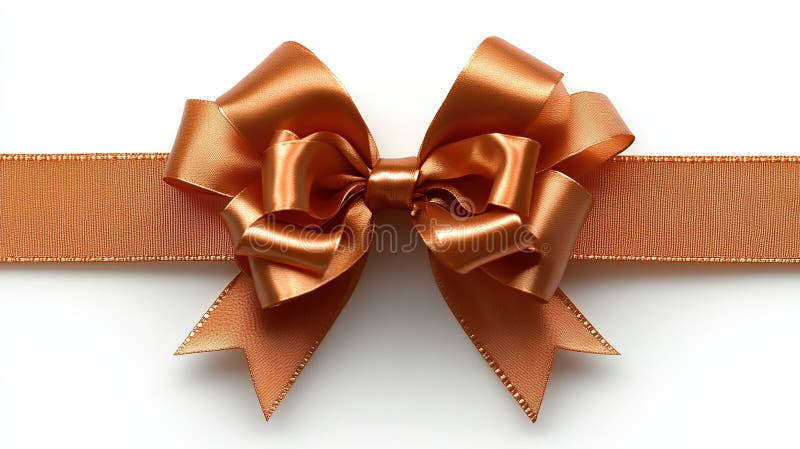 Copper Ribbon Bow on White Background Stock Illustration - Illustration ...