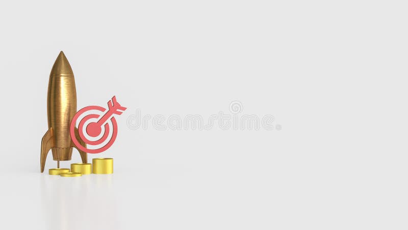 The Copper Rocket and Target for Business Concept 3d Rendering Stock ...