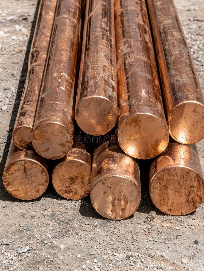 Copper Rods Stacked on the Ground Stock Illustration - Illustration of ...
