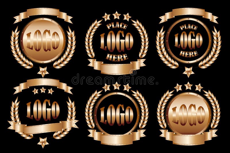 Copper_round_badge_set ilustración del vector. Ilustración de insignias ...