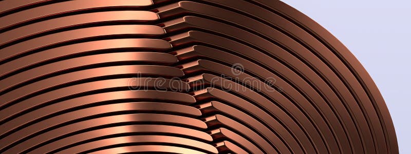 Copper Round Coiled Metallic Elegant Modern 3D Rendering Image ...