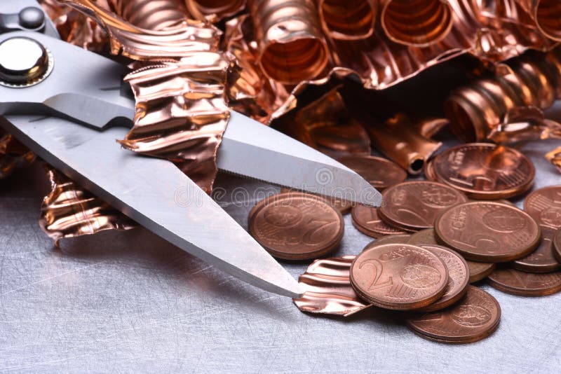Copper Scrap and Money Industry Stock Photo - Image of cool, cash: 88283122