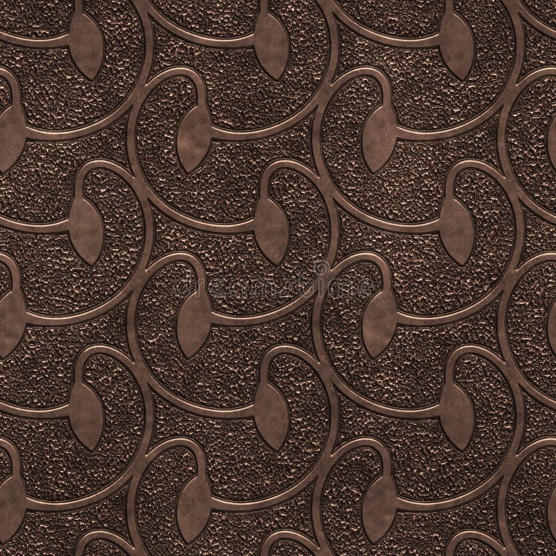 Copper Seamless Texture with Pattern, 3d Illustration Stock ...