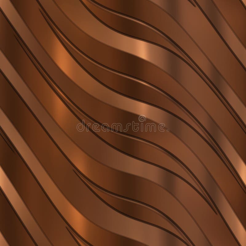 Copper Seamless Texture with Waves Pattern, 3d Illustration Stock ...