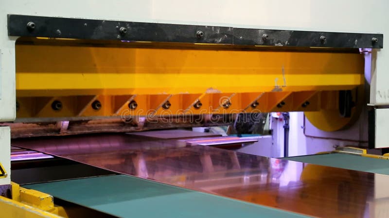 Copper sheet cutting line stock footage. Video of automation - 148876878