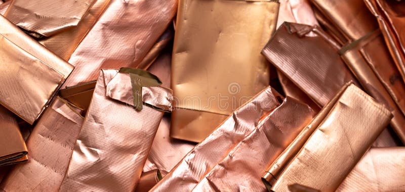 Copper Sheet Metal Pieces. Background or Texture Stock Image - Image of ...