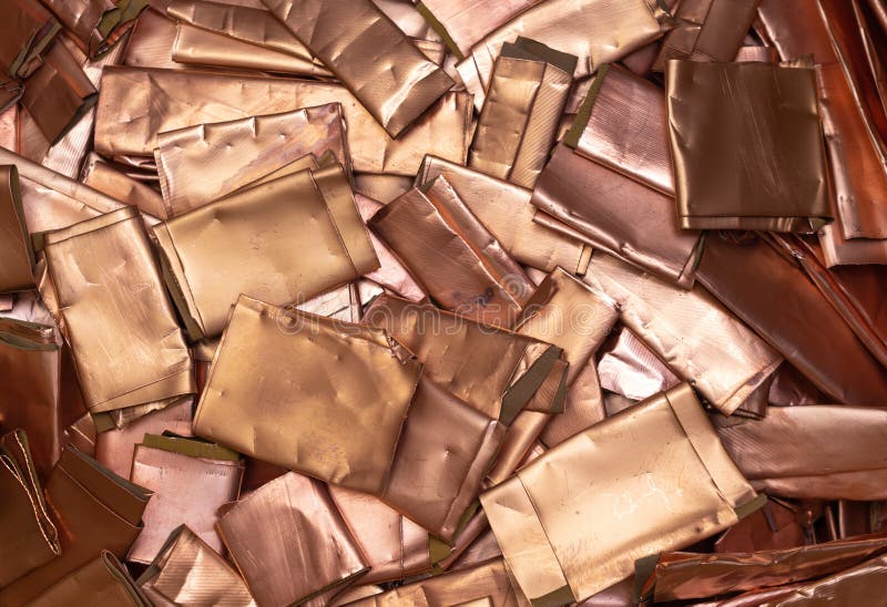 Copper Sheet Metal Pieces. Background or Texture Stock Photo - Image of ...