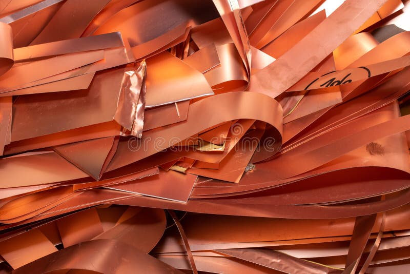 Copper Sheet Scraps, Copper Waste for Recycling Stock Photo - Image of ...