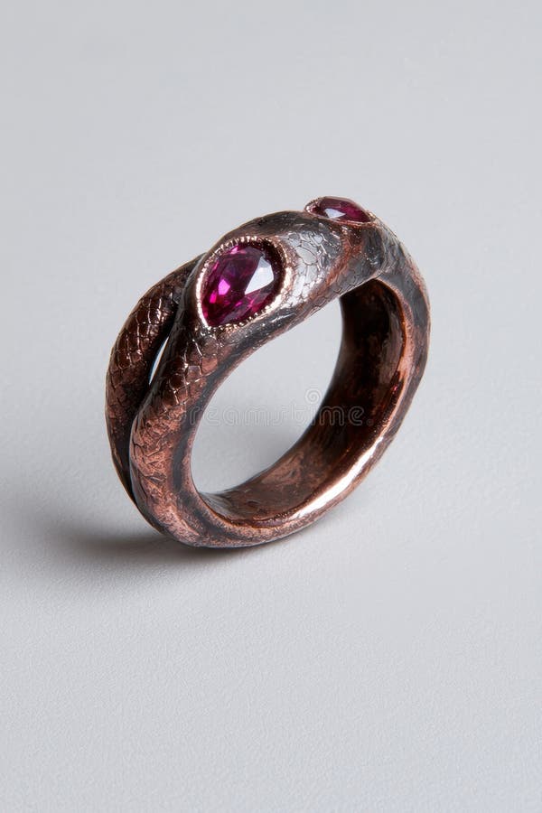 A Copper Snake Ring with Ruby Gemstones. Stock Illustration ...