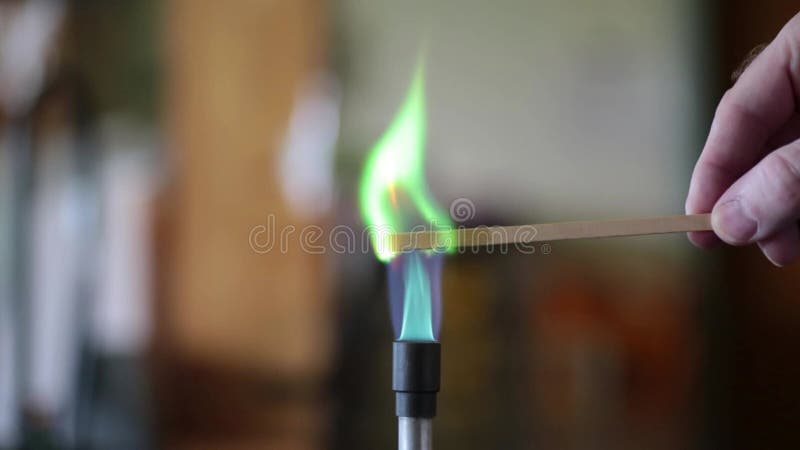 Copper solution burning stock video. Video of experiment - 238073759