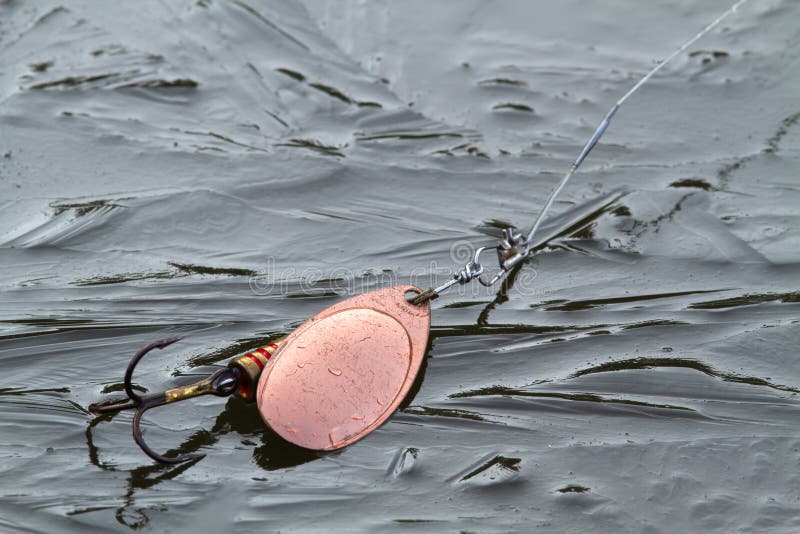 Copper Spinner Lies on the Rim Ice Stock Photo - Image of autumn, hook ...