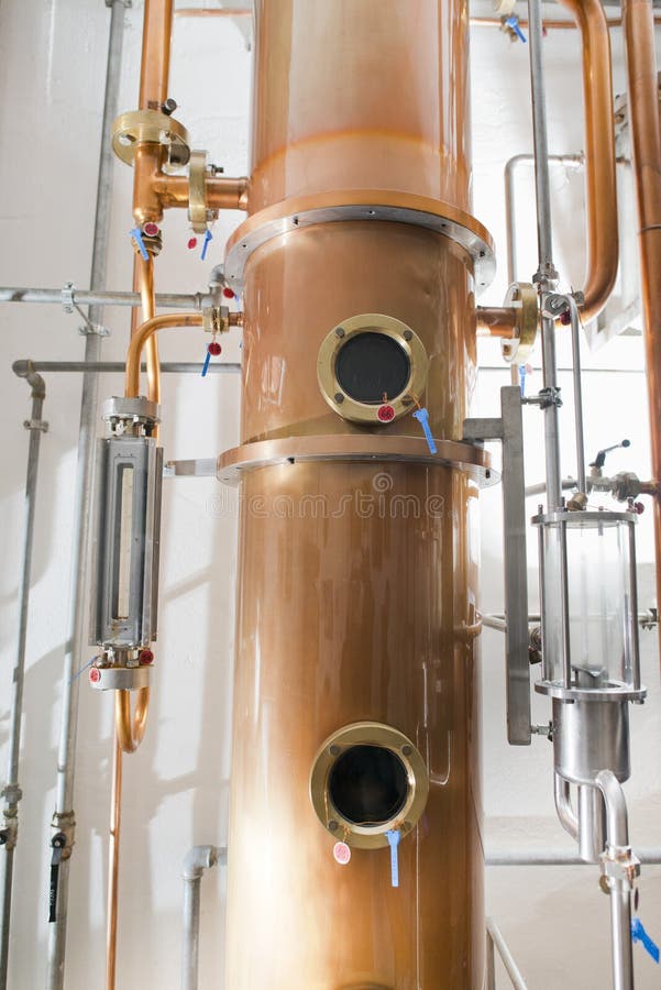 Copper Still Alembic Inside Distillery Stock Image - Image of beer ...
