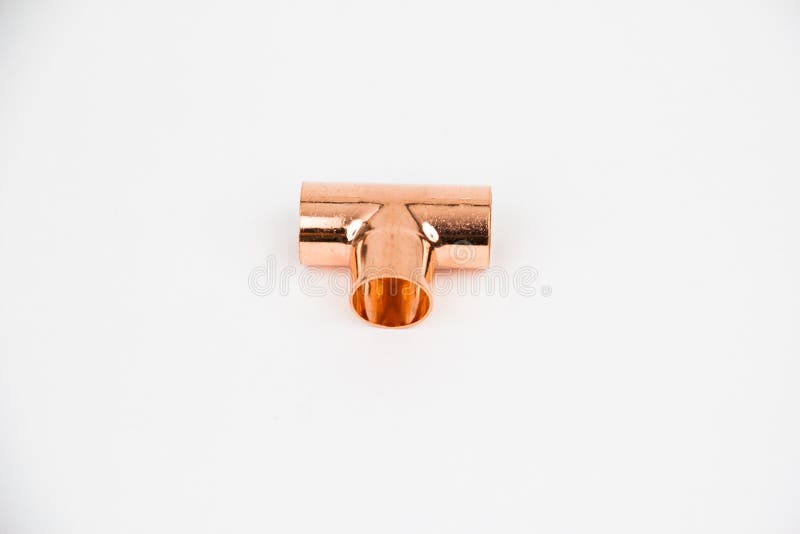 The copper tee stock image. Image of instalation, pipe - 80816237
