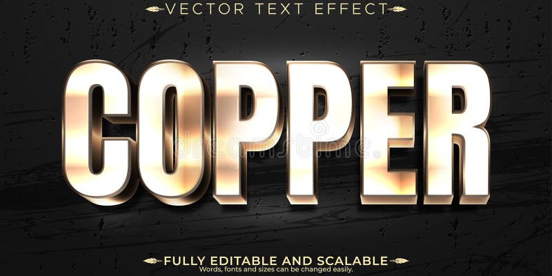 Copper Text Effect, Editable Metal and Mine Text Style Stock Vector ...