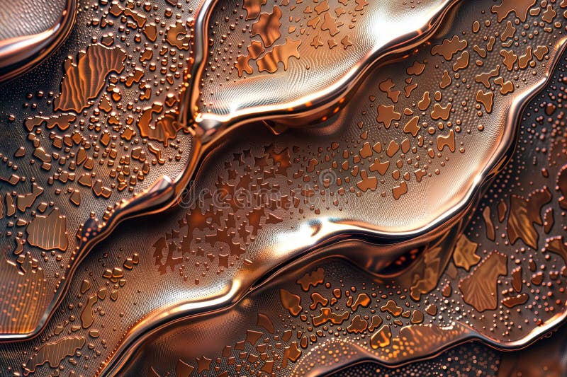 Copper Texture Fluidity in Flowing Metallic Patterns, Generative Ai ...