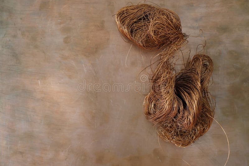 Copper Thin Wire on a Copper Background. Bundle of Wire on the Copper ...