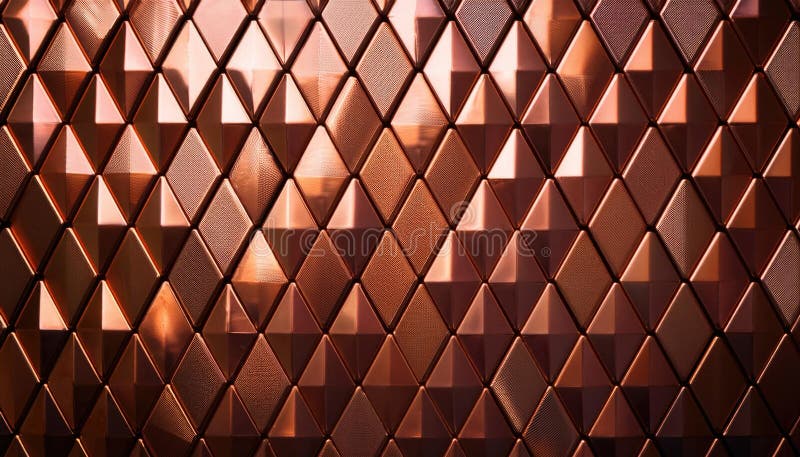 Copper-toned Geometric Wall Tiles Reflecting Light in a Smooth Gradient ...