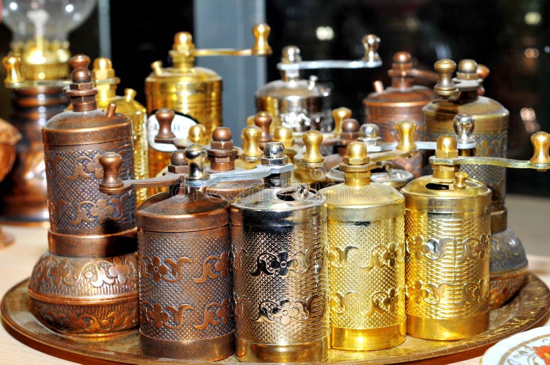 Copper Traditional Pepper Mill Stock Photo - Image of metallic, copper ...