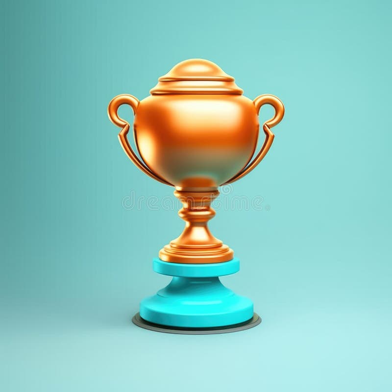 Copper Trophy Cup on a Teal Background with Copy Space. Competition ...