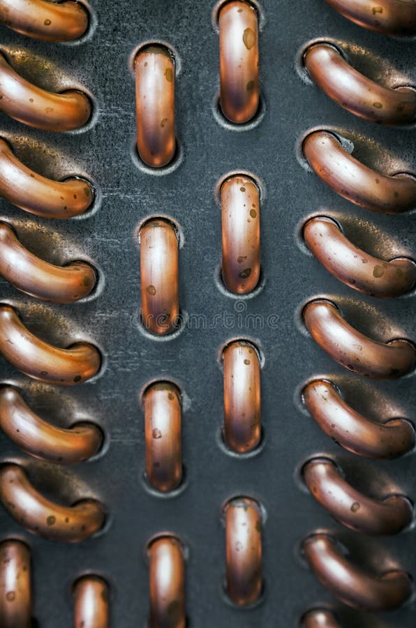 Copper Tubes of Cooling Systems for Climate Technology Stock Photo ...
