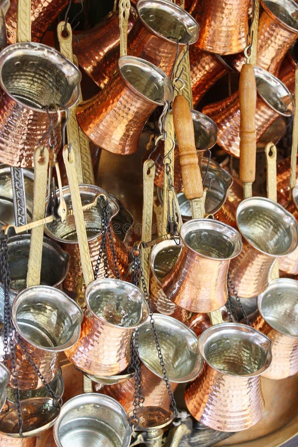 Copper Utensils Sold in a Turkish Bazaar Stock Image - Image of style ...