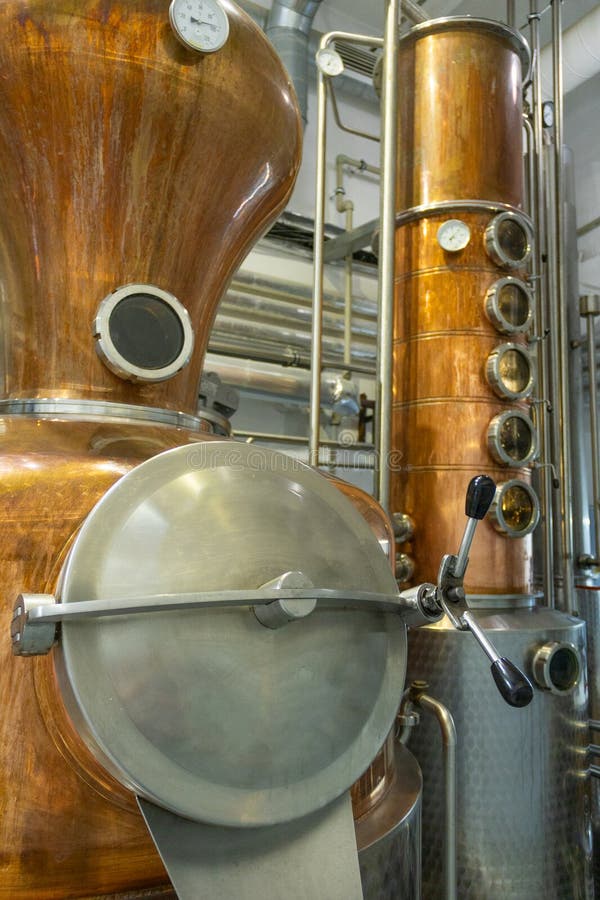 Distillate Production Process in Copper Distillation Unit. Cpper Vacuum ...