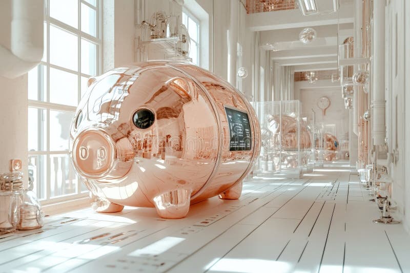 Copper Vault Piggy Bank stock illustration. Illustration of display ...