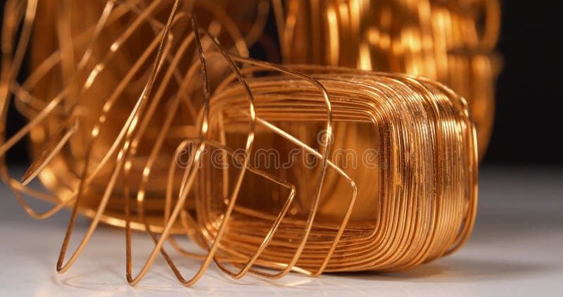 Copper Winding of Electric Current Transformers, Close-up Shot. Copper ...