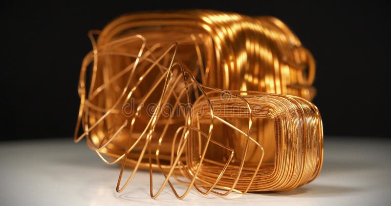 Copper Winding of Electric Current Transformers, Close-up Shot. Copper ...