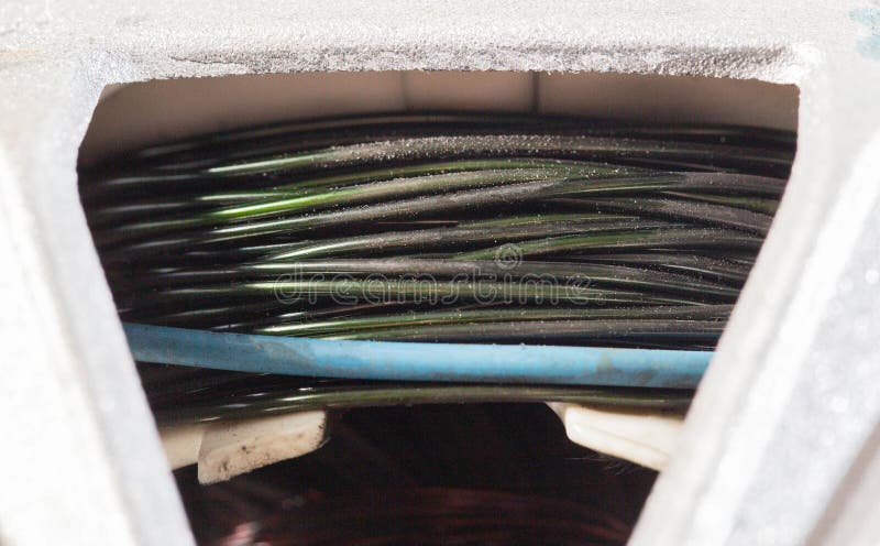 Copper Winding on the Stator of a Three-phase Asynchronous Motor, Macro ...