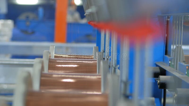 Copper Winding Wire Manufacturing Process. Cable Production Plant Stock ...