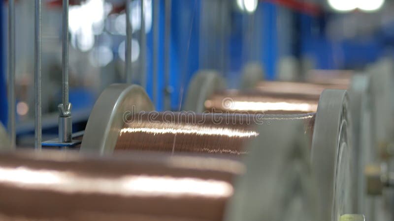 Copper Winding Wire Manufacturing Process. Cable Production Plant Stock ...