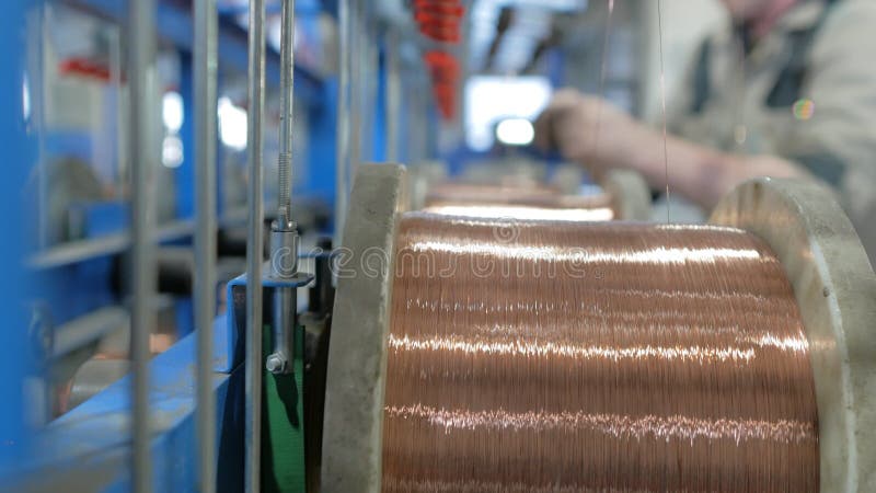 Copper Winding Wire Manufacturing Process. Cable Production Plant Stock ...