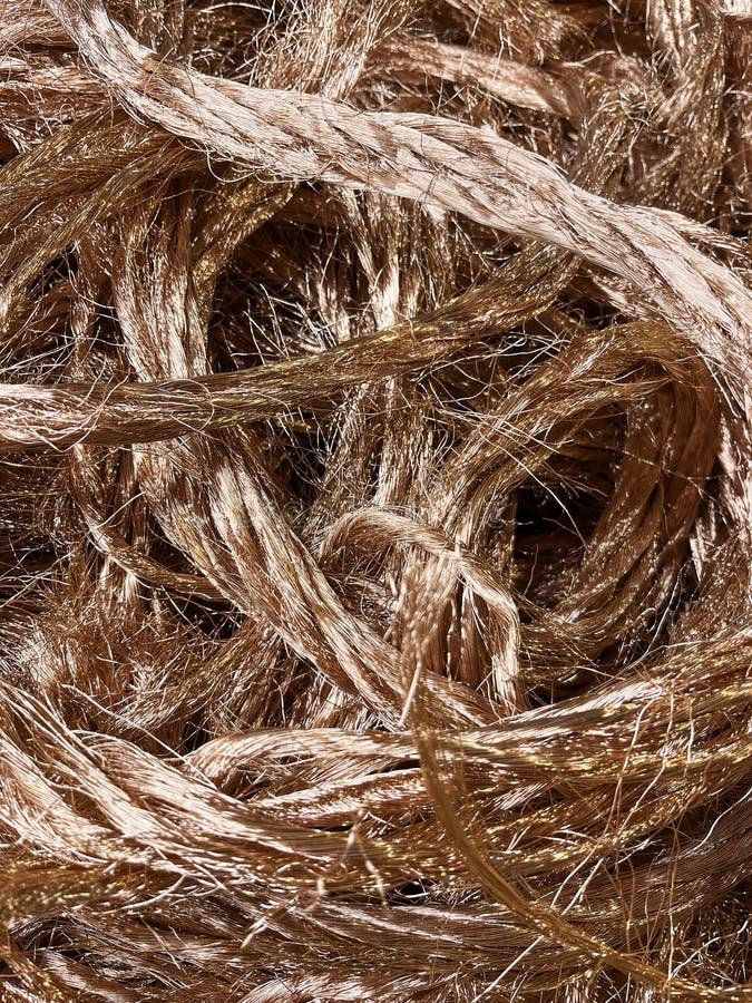 Copper Wire in an Abstract Pattern Portrait View in a Recycling Plant ...