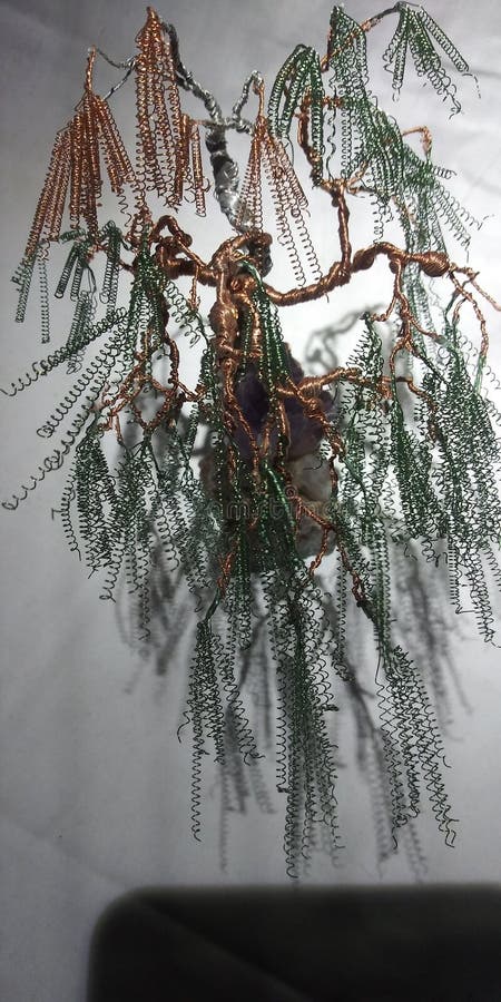 Copper Wire Bonsai Tree Sculpture Stock Photo - Image of plant, snow ...