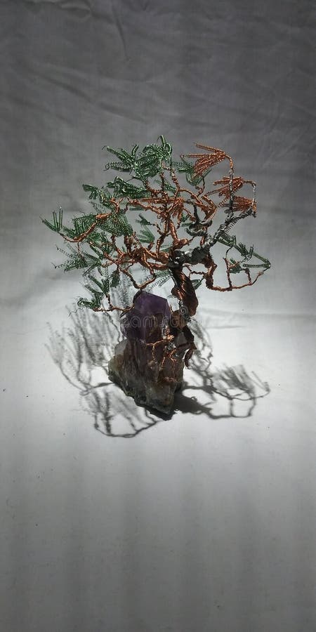 Copper Wire Bonsai Tree Sculpture Stock Photo - Image of painting ...