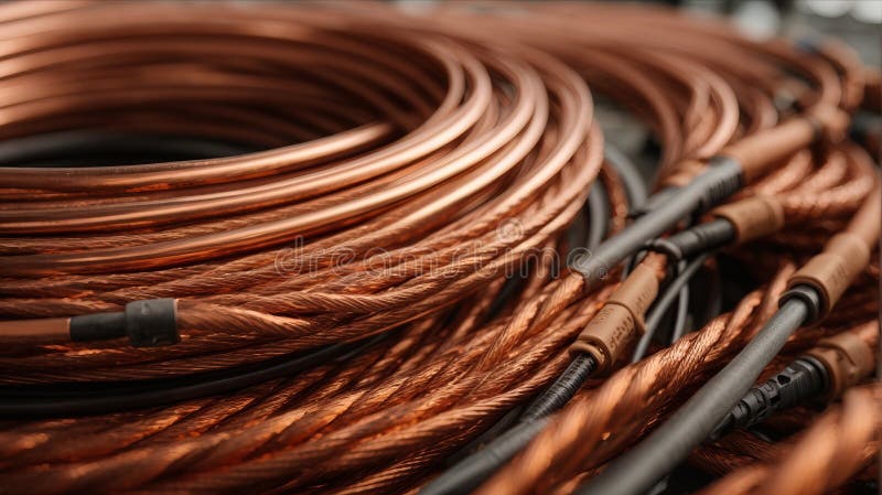 Copper Wire Cable, Raw Material Energy Industry Stock Illustration ...