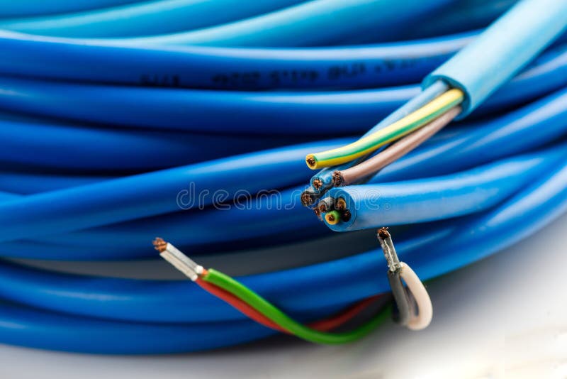 Various Copper Electrical Wires Isolated on White Background ...