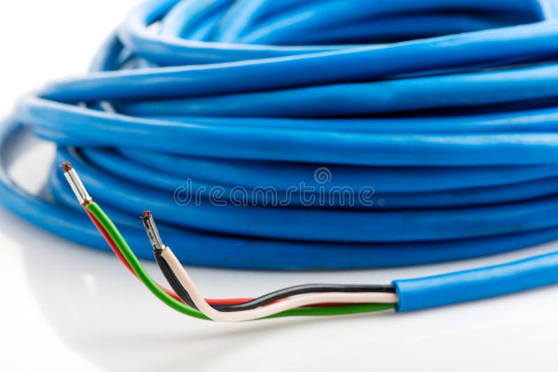 Various Copper Electrical Wires Isolated on White Background ...