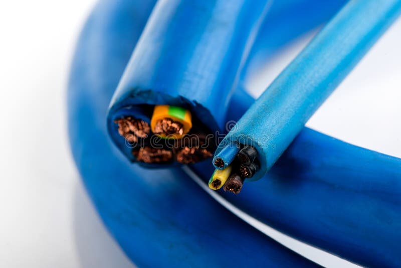 Various Copper Electrical Wires Isolated on White Background ...