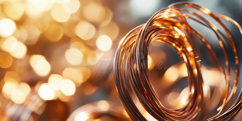 Copper Wire Coils with Bokeh Background Showcasing Metallic Sheen and ...